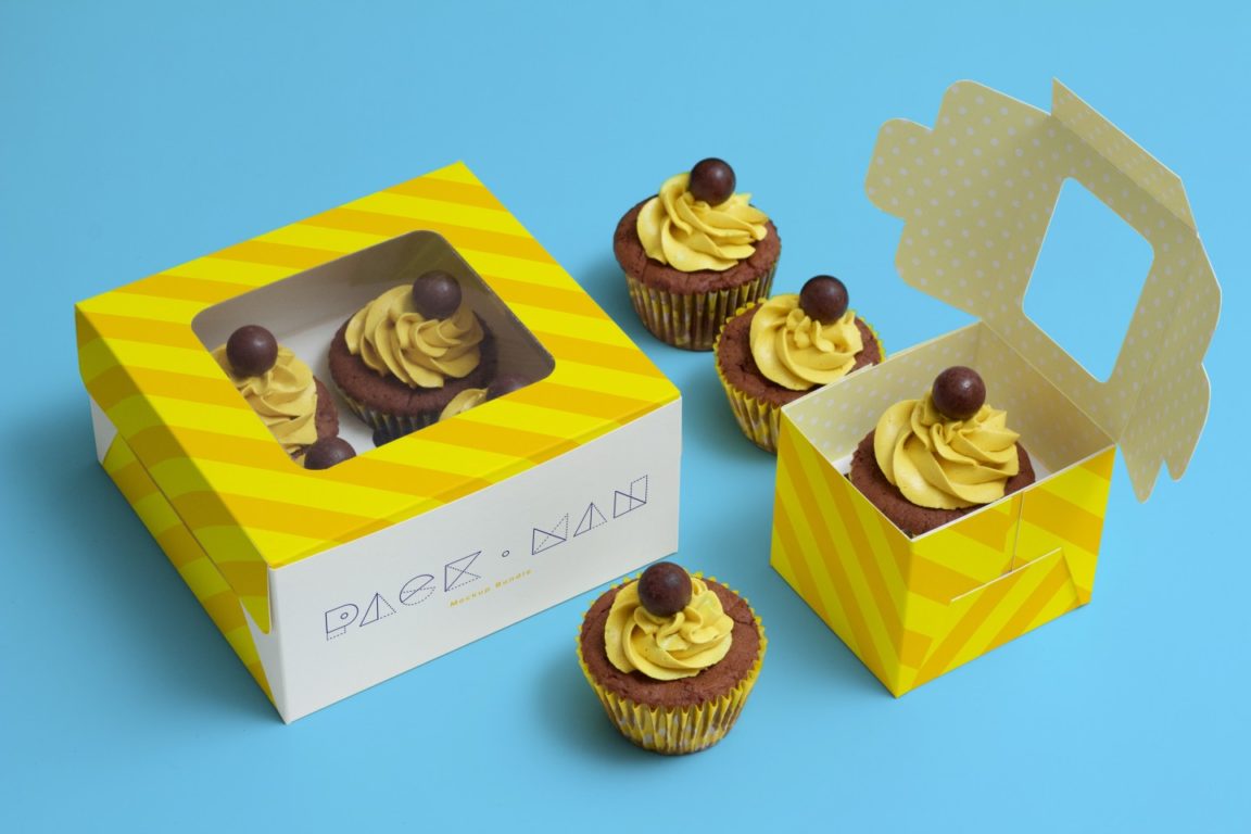 Cupcake Boxes Packaging PSD Mockup - PacageMockup