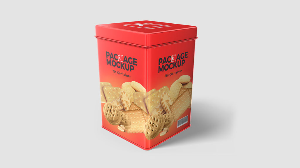 Circle Biscuit and Cookies Tin Container Mockup - Free Package Mockups