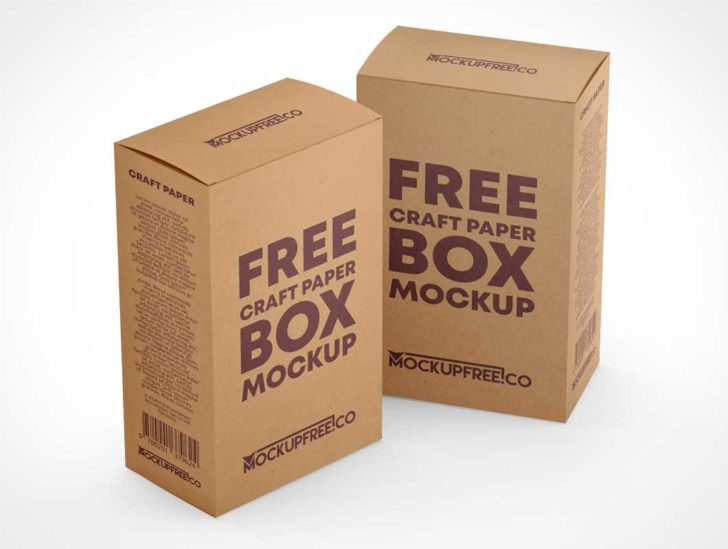 Craft Paper 2 Boxes Mockup - Free Package Mockup