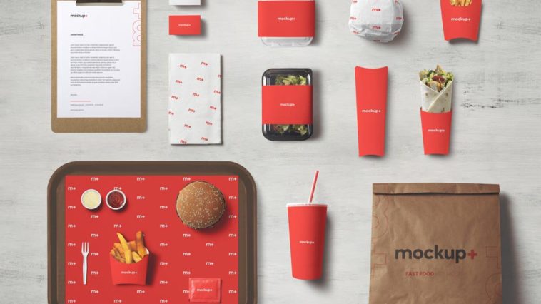 Takeaway Burger Food Packaging Mockup set - Free Package Mockups