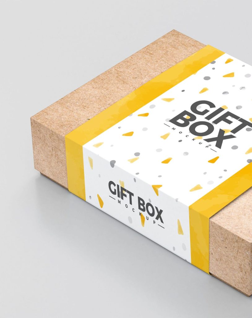 Free Craft Paper Gift Box Mockup - Free Package Mockup