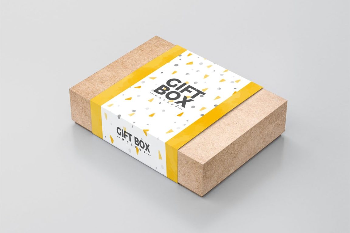 Free Craft Paper Gift Box Mockup - Free Package Mockup