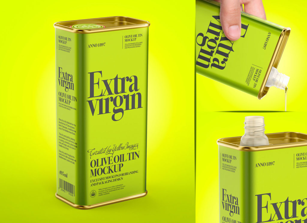 Free Olive Oil Tin Can Mockup - PacageMockup