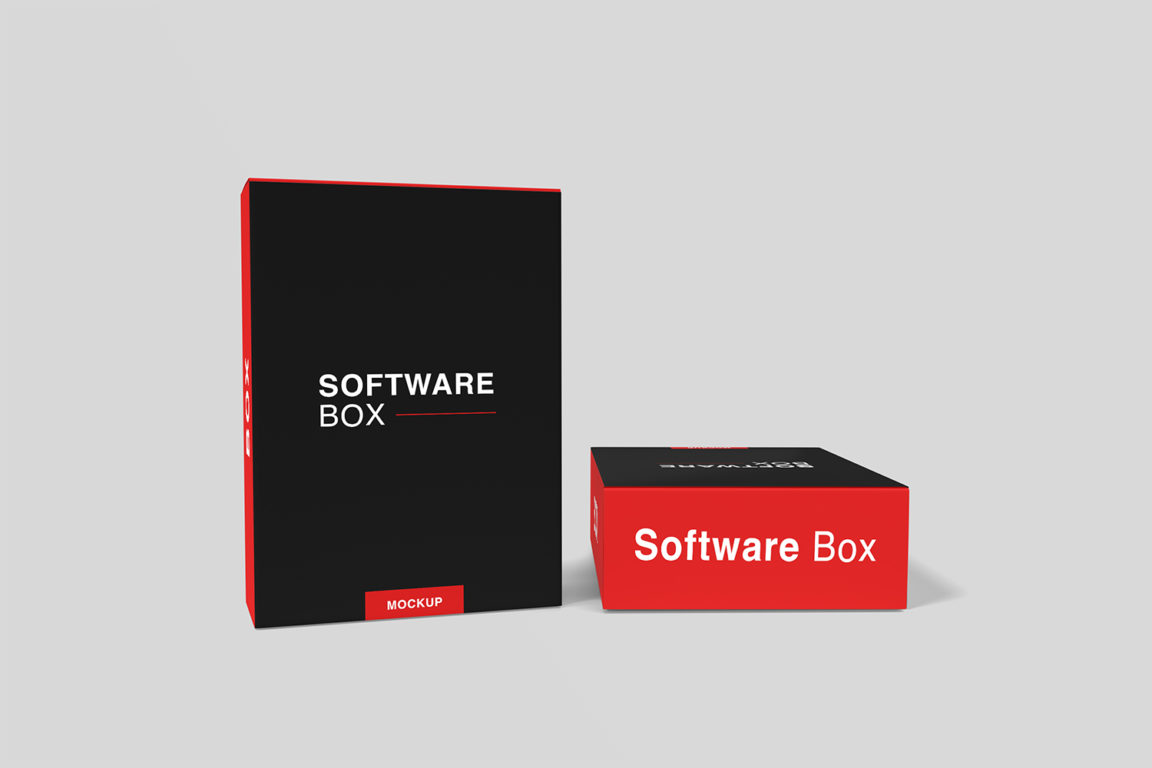 Free Realistic Software Box Mockup Set - Free Package Mockup