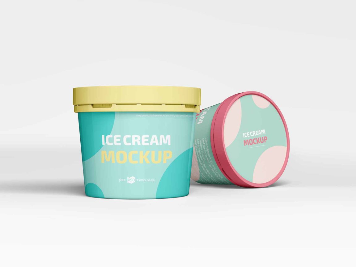Free Ice Cream Plastic Container Mockup - Free Package Mockup
