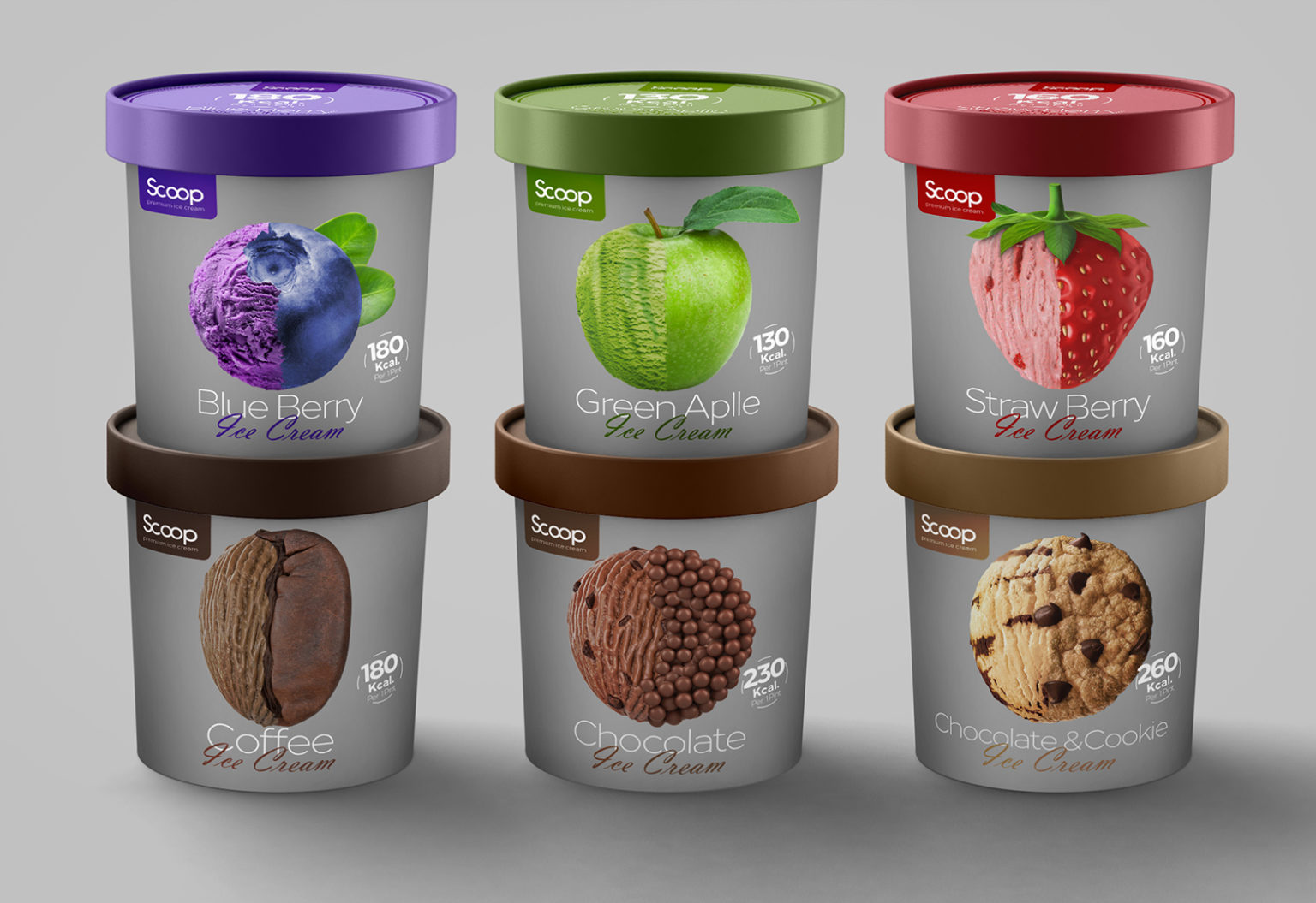 Scoop Ice Cream Package Designs - Free Package Mockup