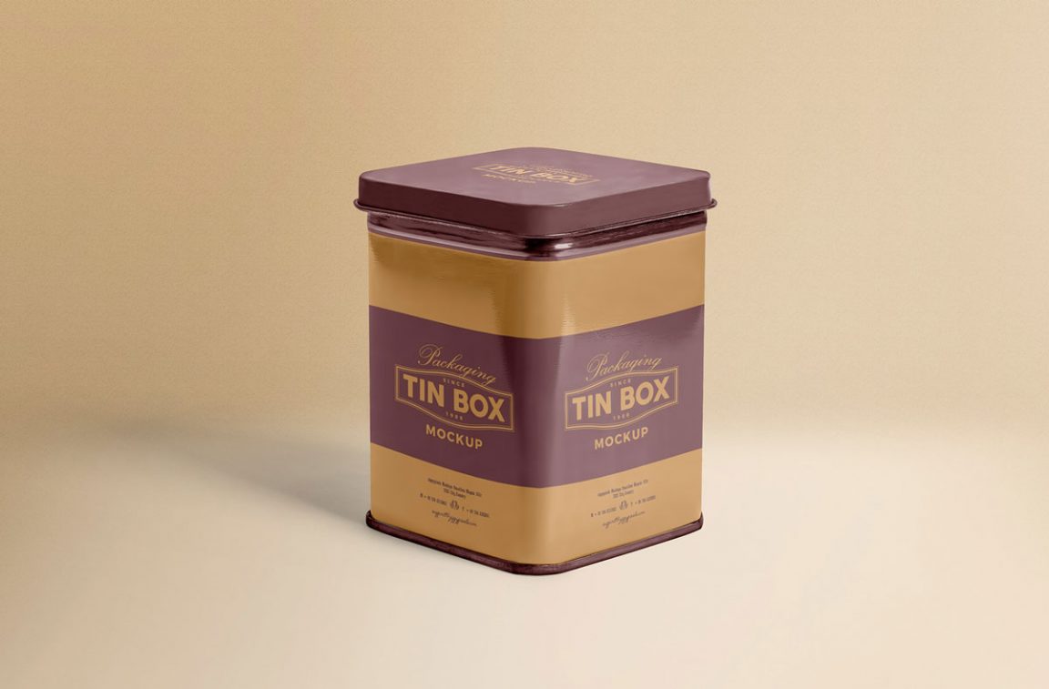 Free Metallic Tin Can Packaging Box Mockup - Free Package Mockup