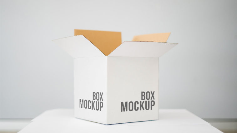 Free Cardboard Shipping Box Mockup - Free Package Mockups