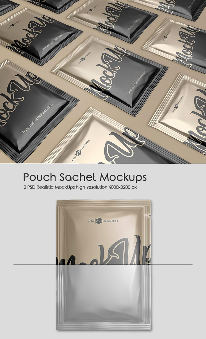 2 Angle Sachet Pouch Mockup - Free Package Mockup