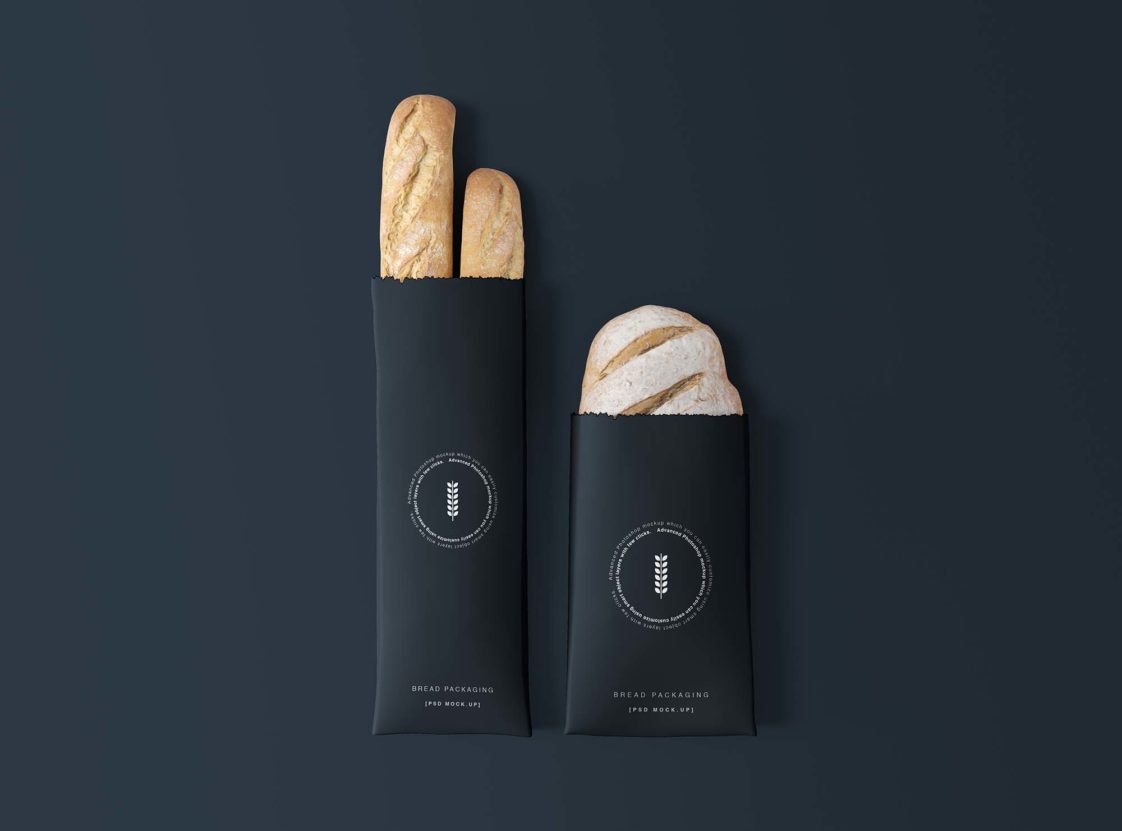 Free Bread Packaging Paper Cover Mockup - Free Package Mockup