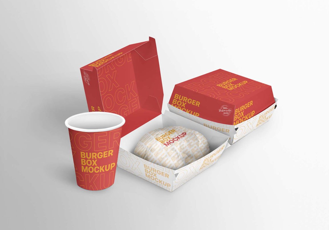 Free Burger Box Branding Mockup - PacageMockup