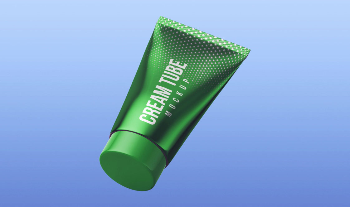 Free Floating Cosmetic Cream / Paste Tube Mockup - PacageMockup