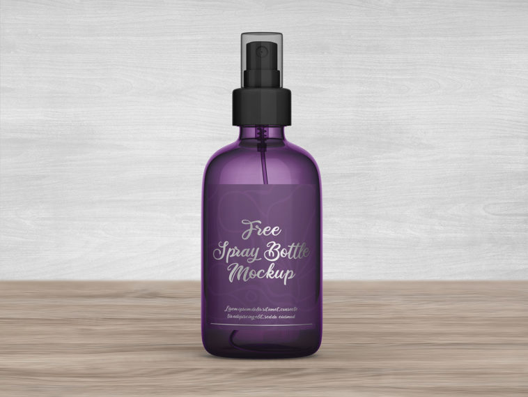 Free Glass Spray Bottle Mockup PSD Set - Free Package Mockup