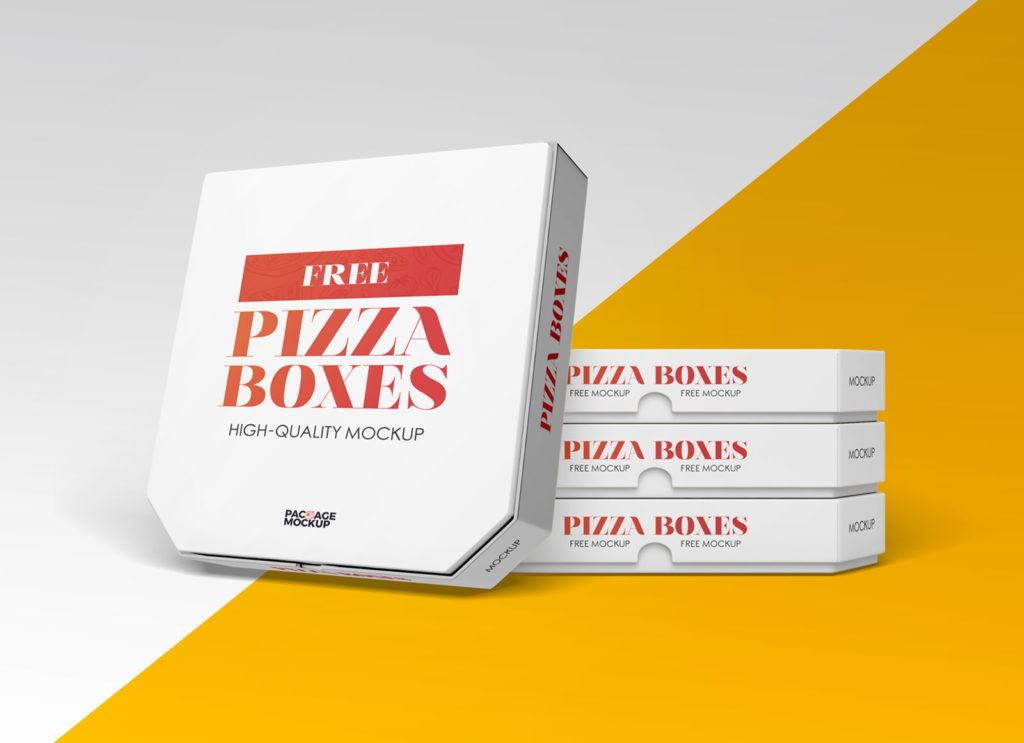 Free White Pizza Box Packaging Mockup - PacageMockup
