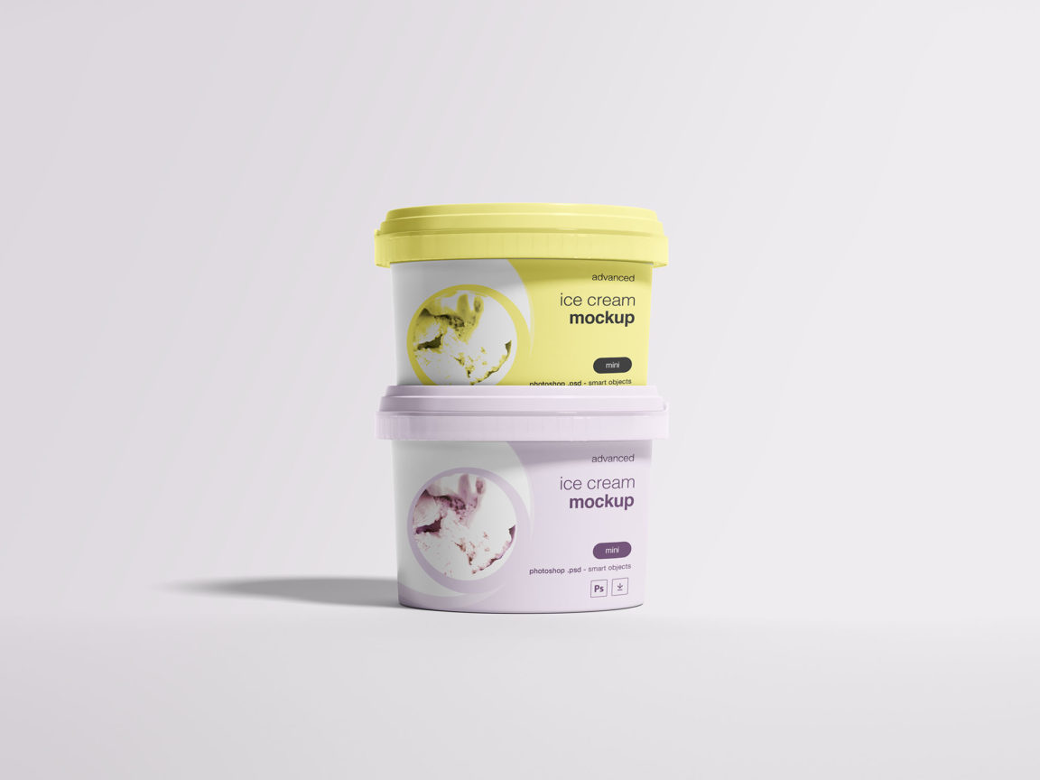 Free 2 Ice Cream Container Package Mockups - Free Packaging Mockup