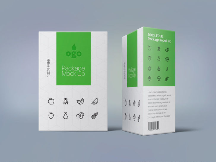 Free Rectangular Box Package Front and Side Mockup - Packaging Mockup