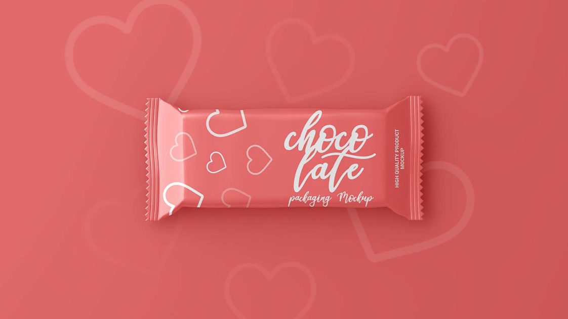 Simple Chocolate Bar Packaging Wrapper Mockup - Package Mockups