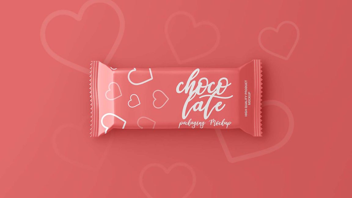 Simple Chocolate Bar Packaging Wrapper Mockup - Package Mockups