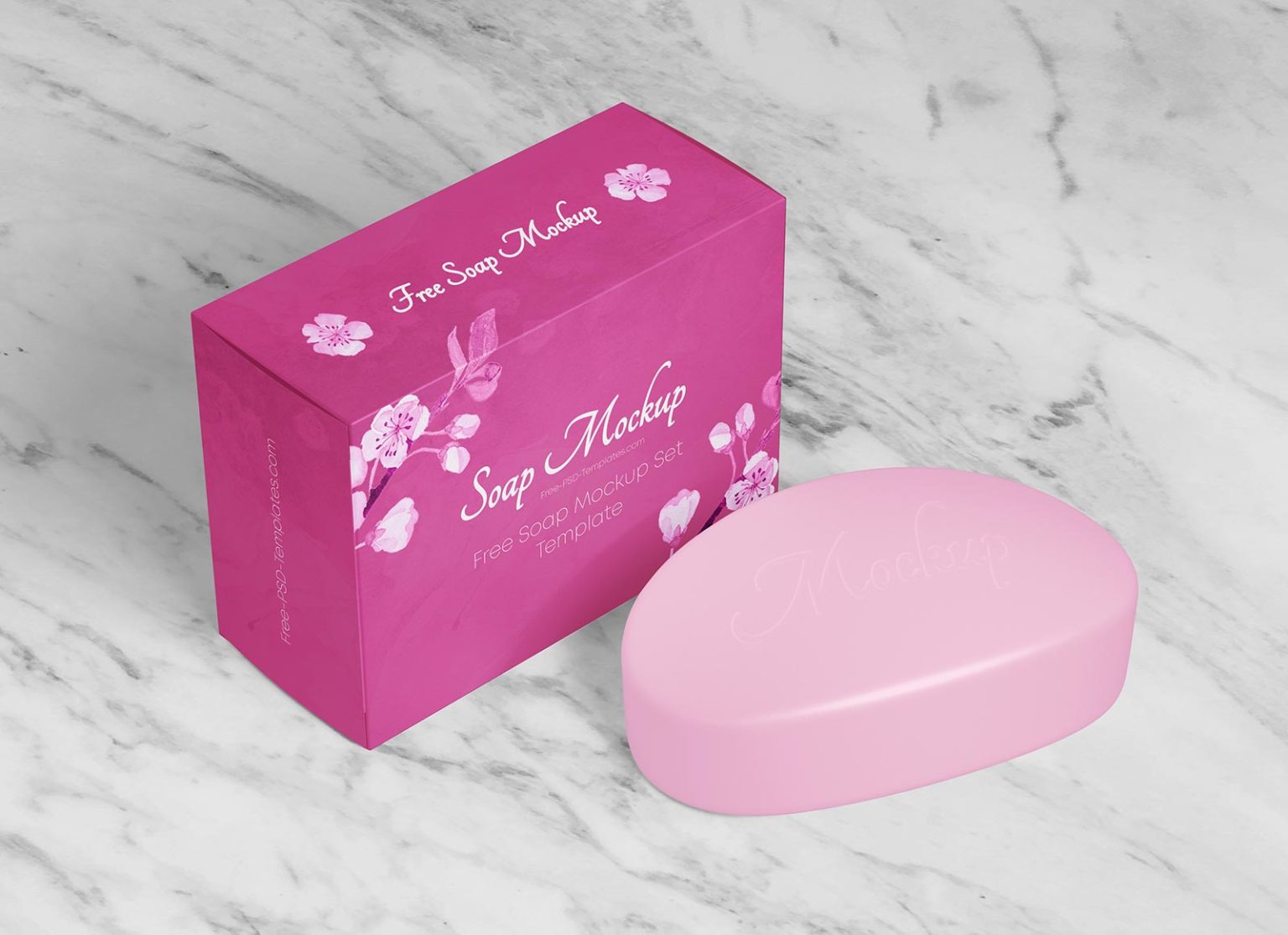 Free Beauty Soap with Box Package Mockup - Package Mockup
