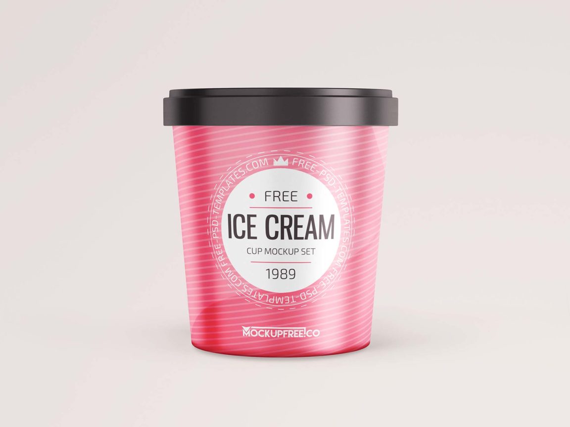 Free Ice Cream Round Box Mockup (2 PSD) - Free Package Mockup