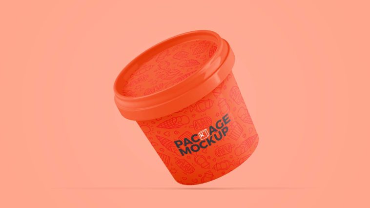 Free Ice Cream Round Box Mockup (2 PSD) - Free Package Mockups