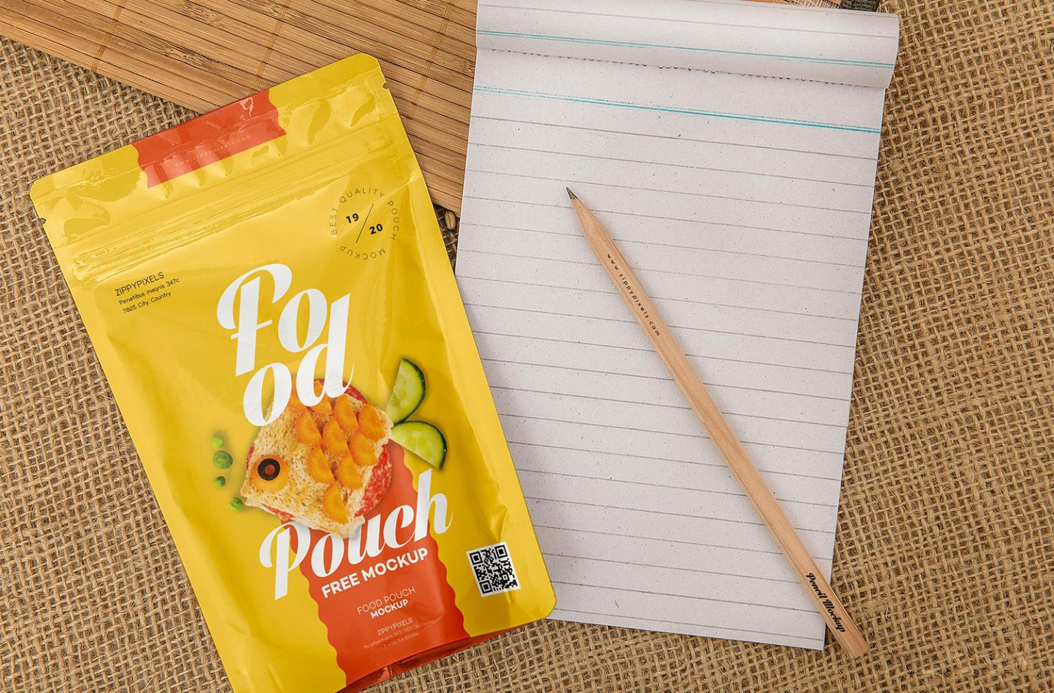 Free Pouch Zipper Package Mockup Scene - Free PacageMockup