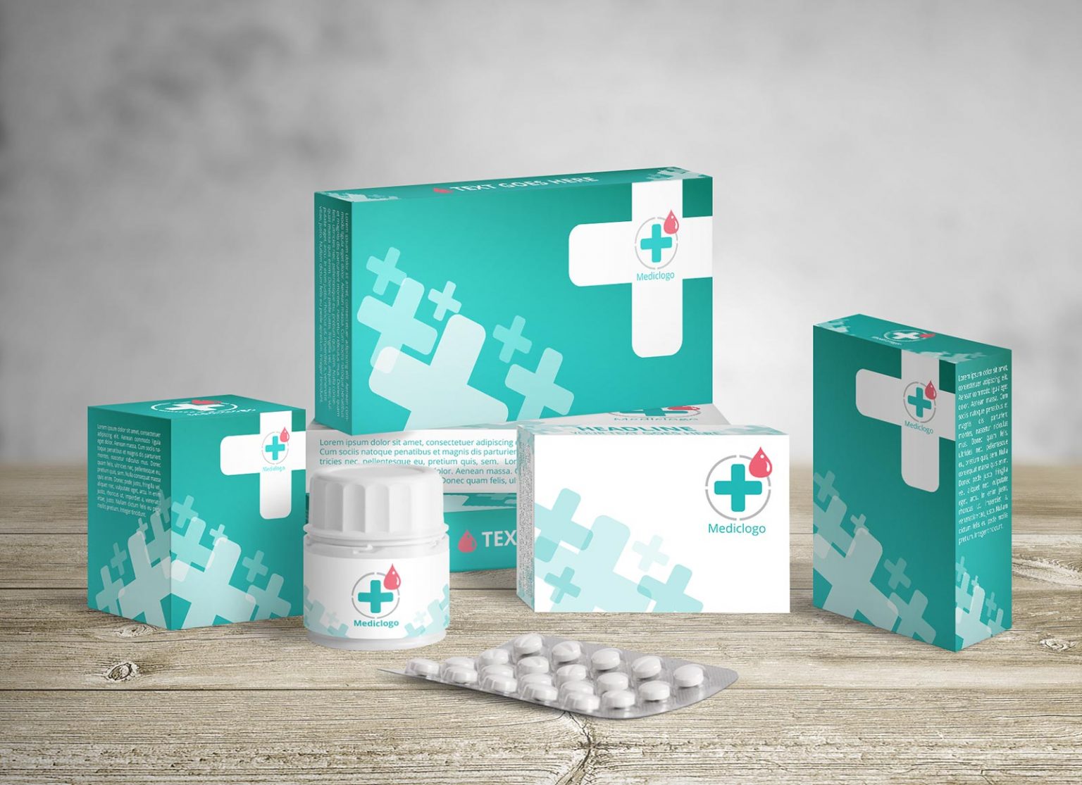 3 Free Pill / Tablets Medicine Packaging Mockup Set - PacageMockup