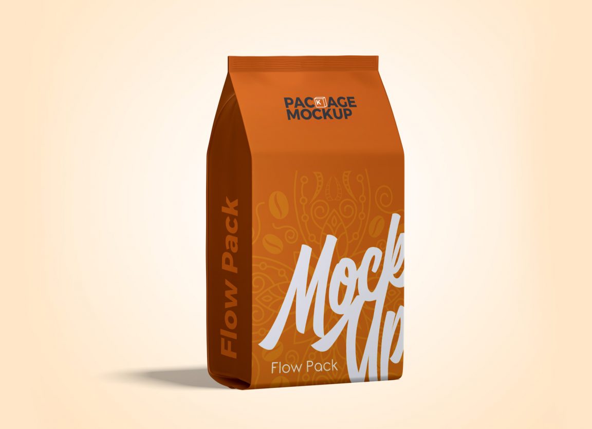 Free Flow Pack Pouch Packaging Mockup - Free Package Mockup