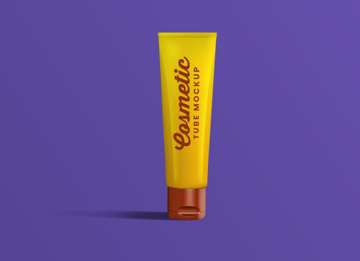 Free Standing Cosmetic Cream Tube Mockup - Free Packaging Mockup