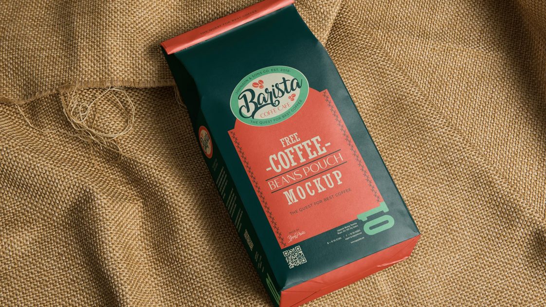Free Sachet Coffee Packet Mockup with Cards