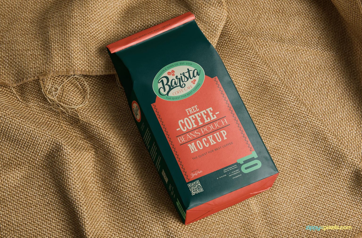 Free Classic Style Coffee Paper Bag Mockup Scene - Free PacageMockup