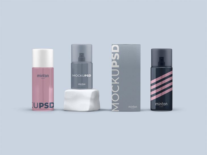 Cosmetic Universal Spray Mockup + Package Box Mockup - PacageMockup