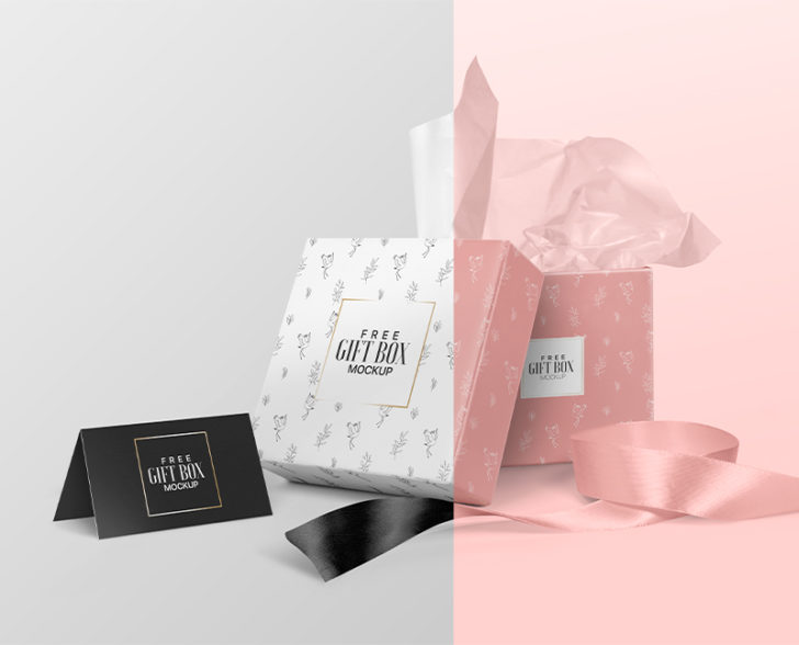 Free Square Open Gift Box Mockup - Free PacageMockup