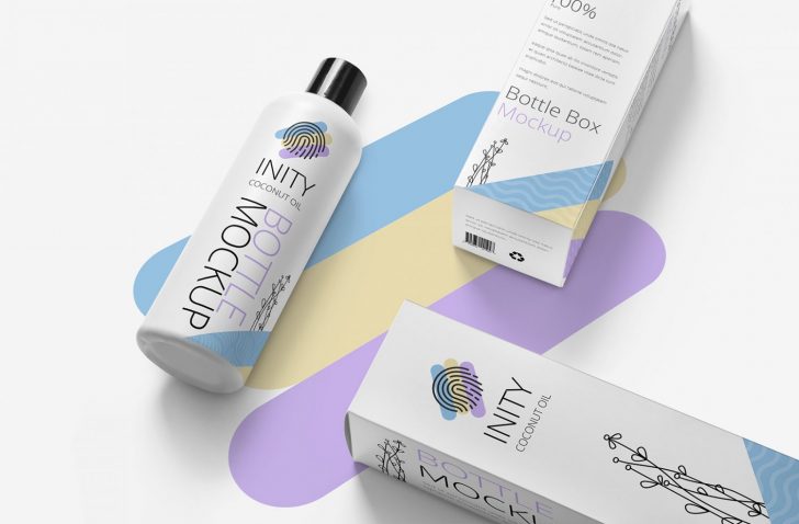 Free Customizable Bottle Mockup + Box Mockup - Free Package Mockup