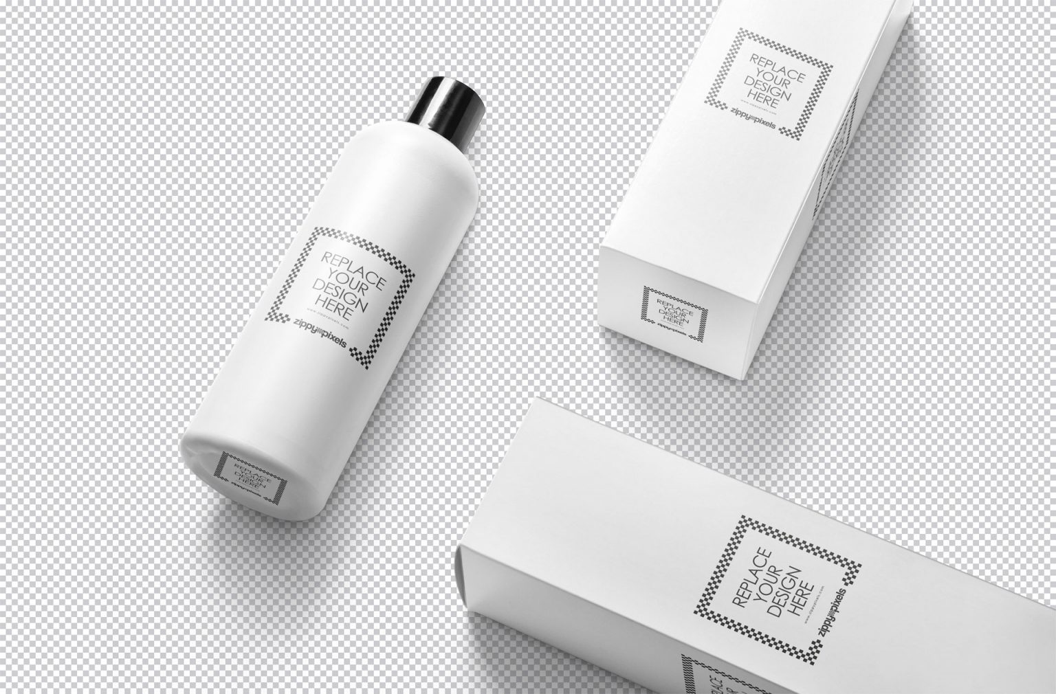 Free Customizable Bottle Mockup + Box Mockup - Free Package Mockup