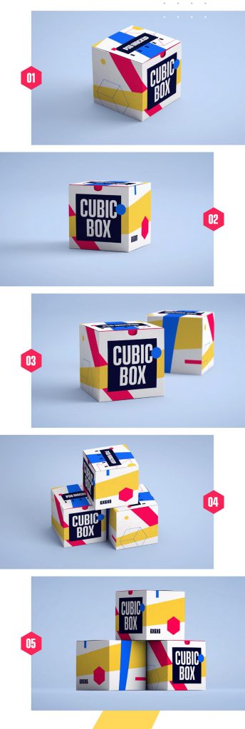 Free 5 Cubic Box Mockups - Free Package Mockup