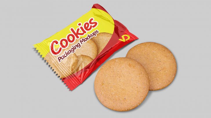 Free Biscuit Packet Foil Pouch Mockup - Free Package Mockups