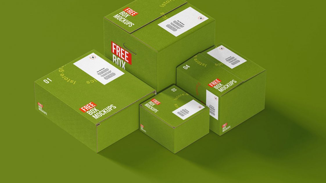 Free Cardboard Shipping Box Mockup - Free Package Mockups