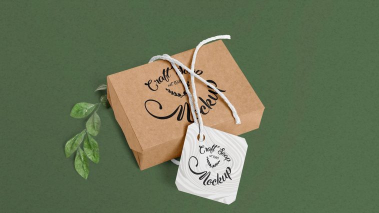 Free Gift Box and Tag Free Mockup - Free Package Mockups