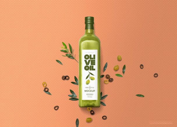 Olive Oil Glass Bottle Mockup - PacageMockup