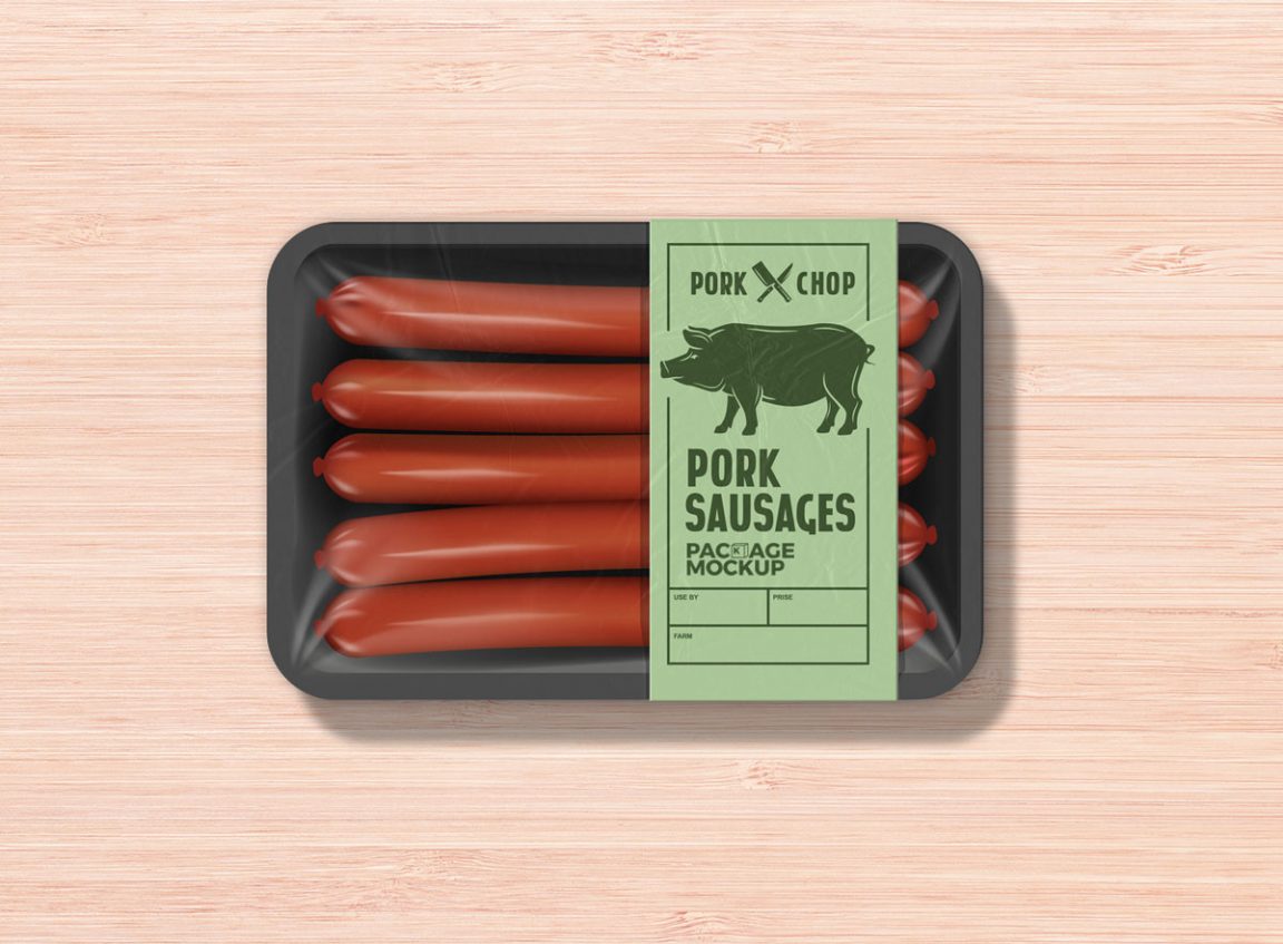 Free Sausage Meat Packaging Tray Mockup - Free Packaging Mockup
