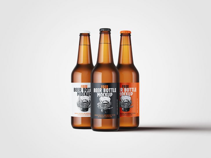 Free 3 Beer Bottle Mockups PSD sets - Free Packaging Mockup