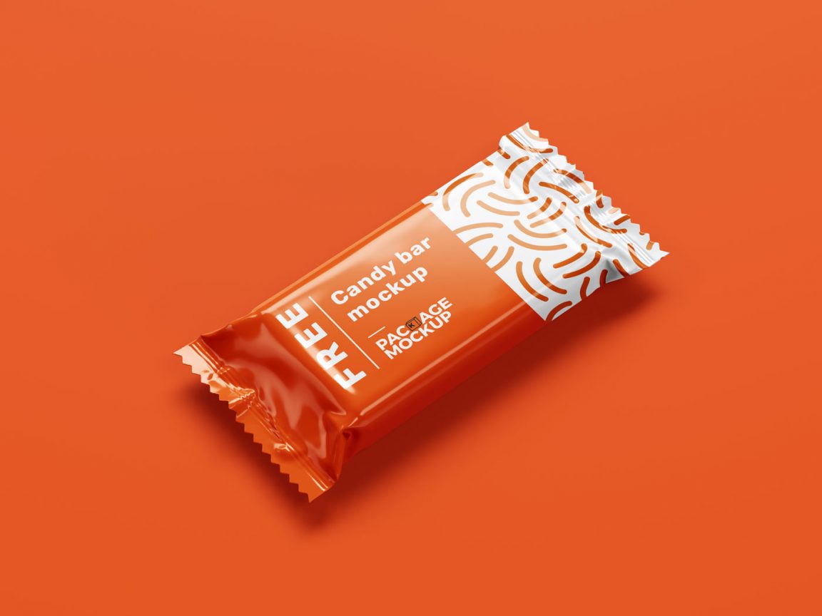 Choco Candy Bar Packaging Cover Mockup 4 PSD Set - Free Package Mockup