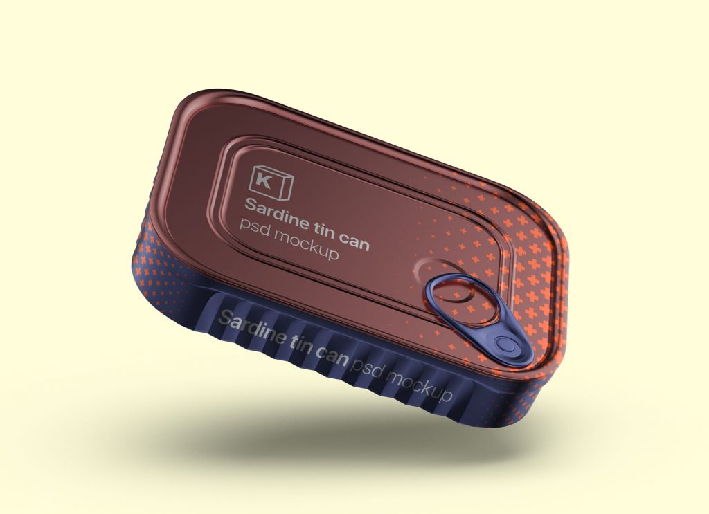 Free Canned Sardine Seafood Tin Can Mockup - Free Package Mockup