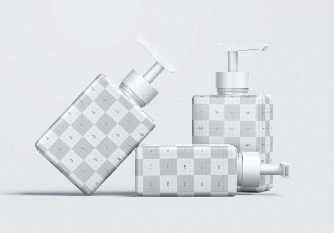 250 ml Square Pump Bottles Mockup - Package Mockup