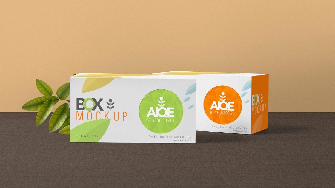 Free Rectangular Box Package Front and Side Mockup - Package Mockups
