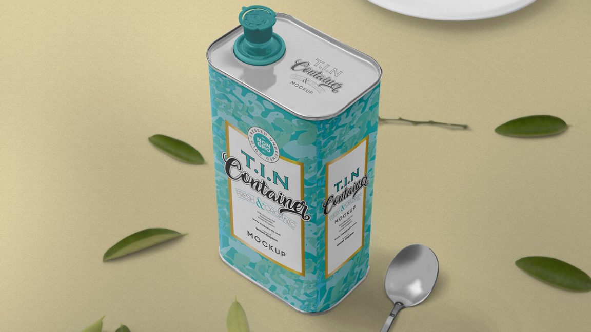 Free Cooking Oil Tin Canister Mockup PSD - Free Package Mockups