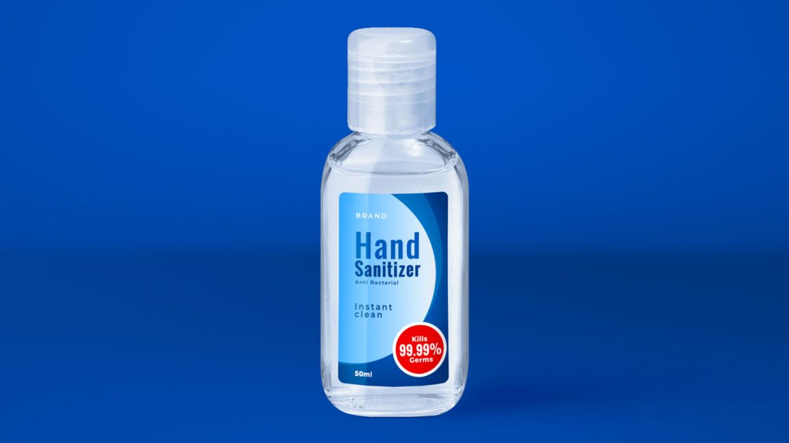 Small Hand Sanitizer Bottle Mockup - Package Mockups