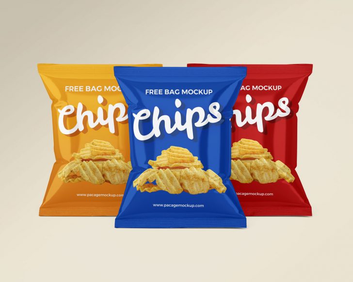 Small Chips / Snacks Packet Mockup Set - Free Package Mockup