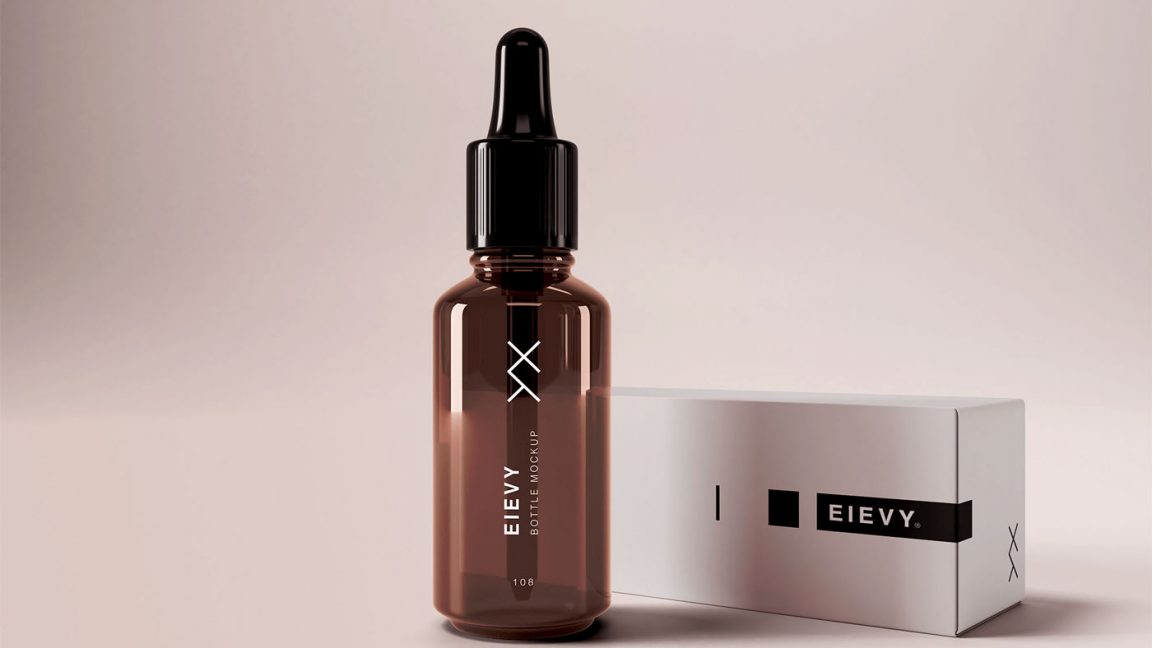 Free Dropper Bottle With Packaging Boxes Mockup - Free Package Mockups
